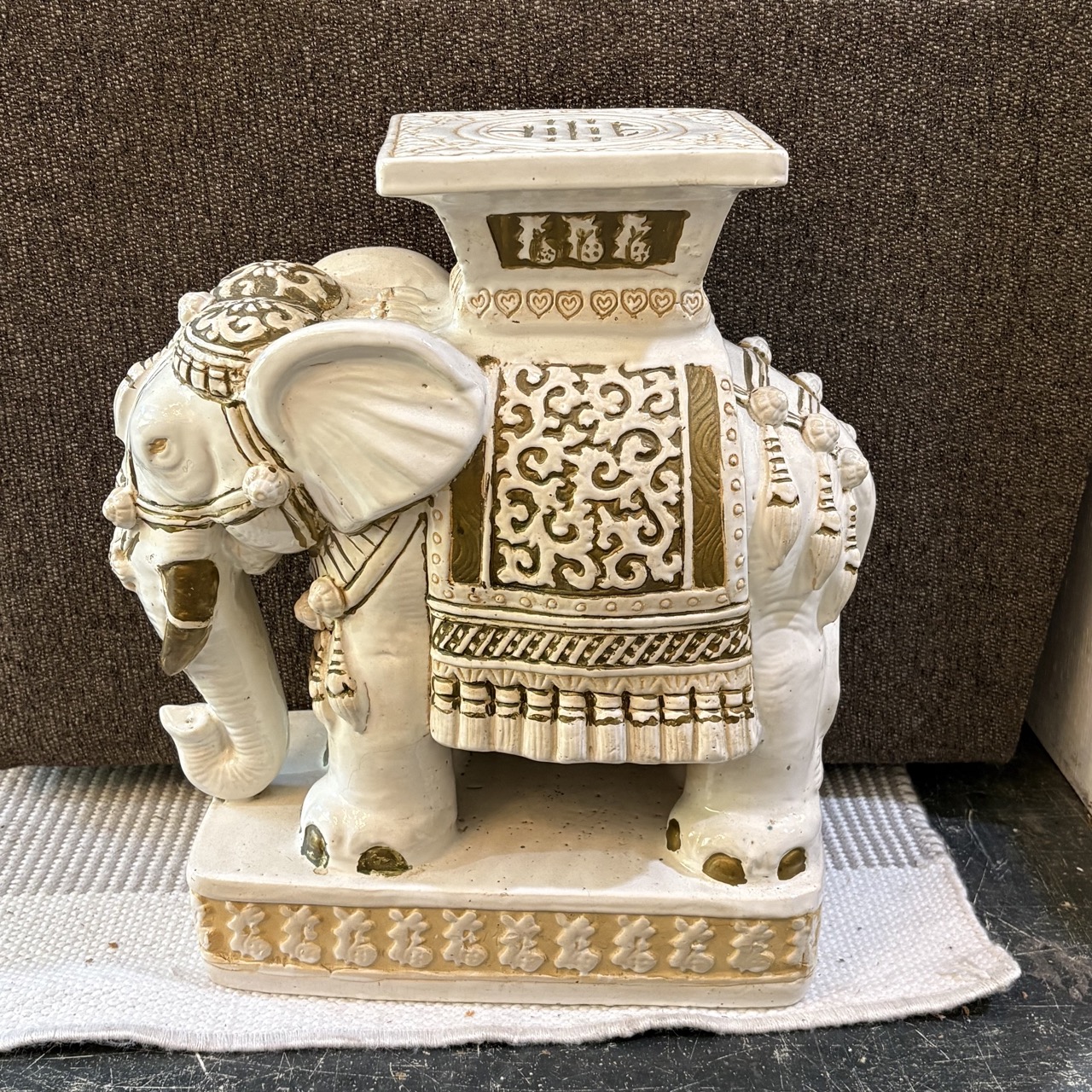 Vintage Ceramic Elephant Side Table - Coast Consignment